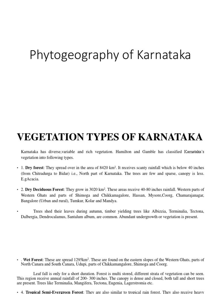 Karnataka Vegetation Pdf Biogeochemistry Environmental Conservation