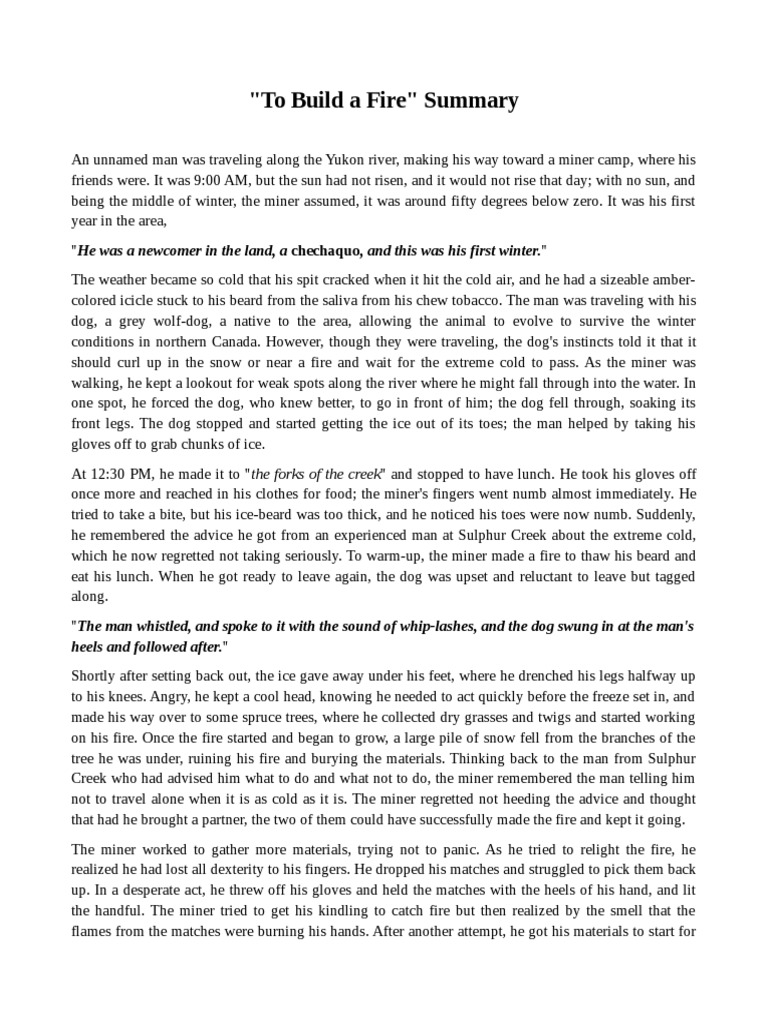 To Build A Fire Summary | PDF
