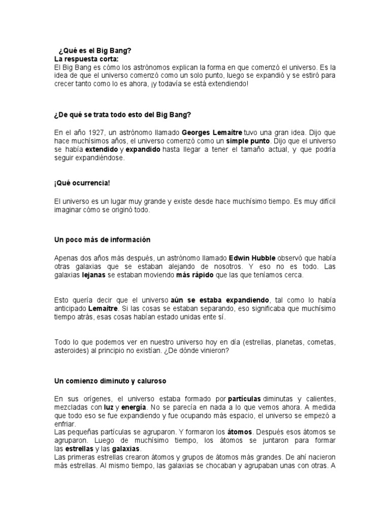 Qué Es El Big Bang | PDF | Universo | Big Bang Qué Es El Big Bang | PDF | Universo | Big Bang