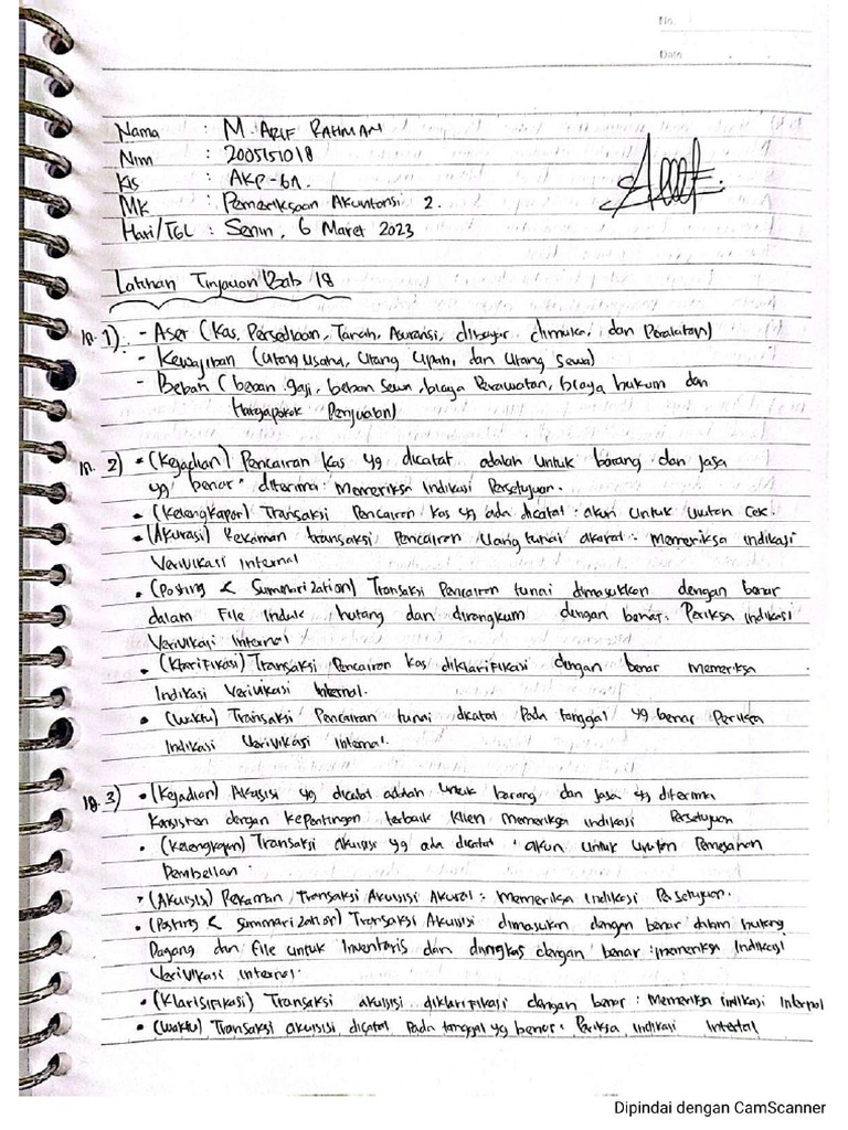 M Arif Rahman - Tugas Tinjauan Bab 18 Audit - Compressed | PDF