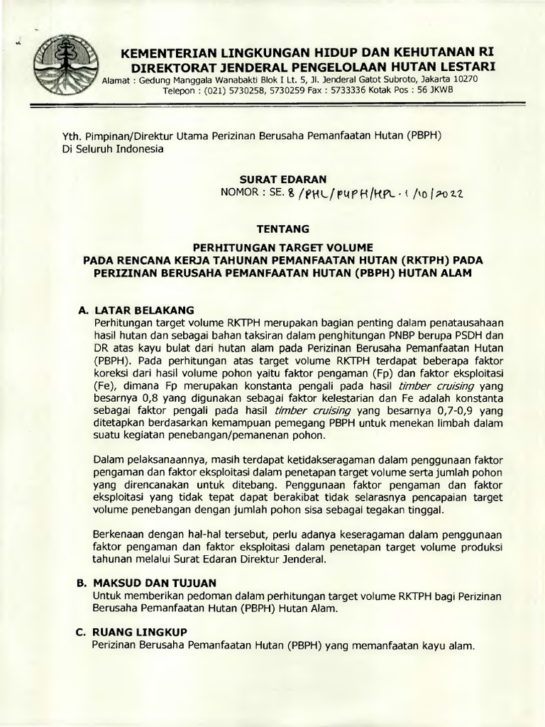 SE.8-PHL - PUPH-HPL.1-10-2022 - Perhitungan Target Volume Pada RKTPH PBPH | PDF | Sains & Matematika