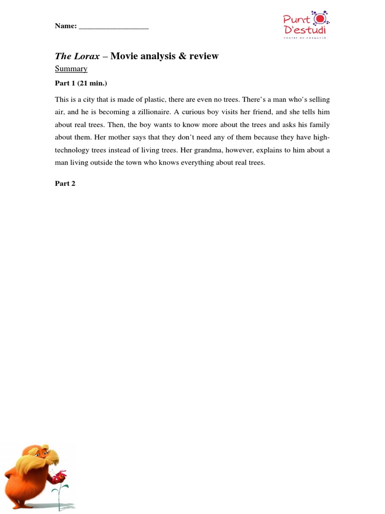 'The Lorax' - Movie Review & Analysis | PDF