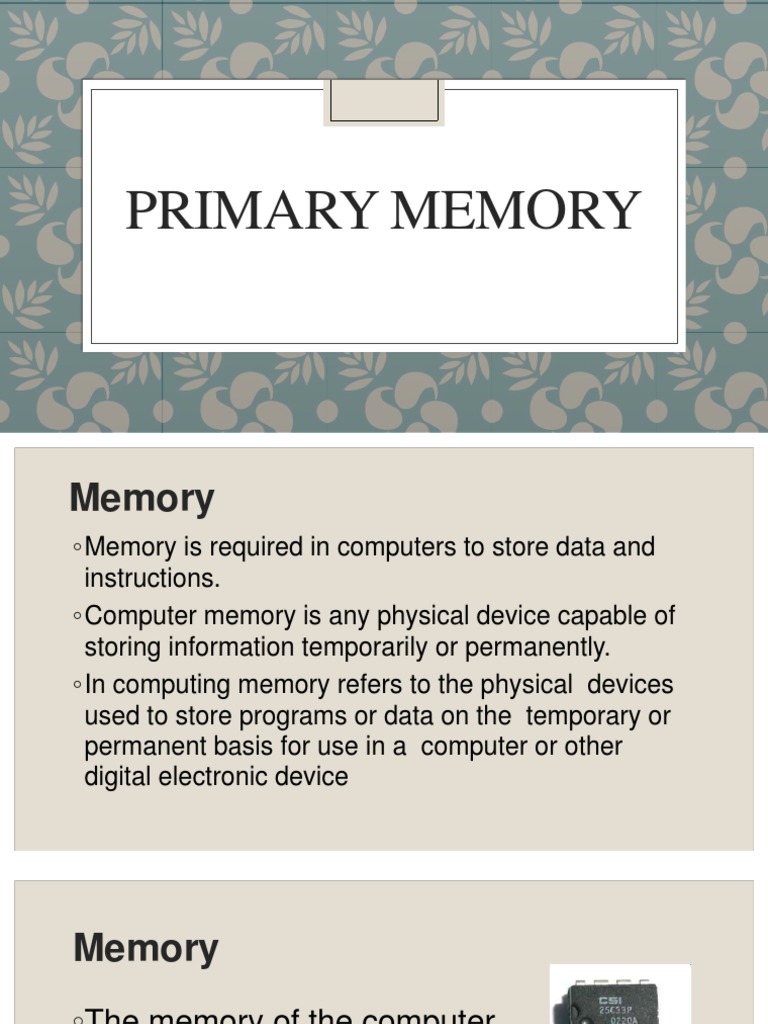 Primary and Secondary Memory PDF | PDF | Random Access Memory | Cpu Cache