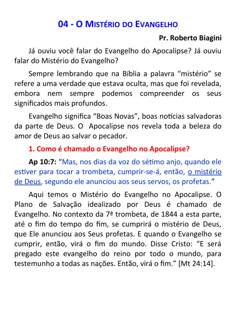 O Mistério do Evangelho Eterno: Uma Exploração da Natureza, Propósito e ...