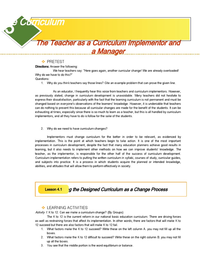 Analyzing Curriculum Implementation Through Classroom Observation | PDF | Curriculum | Teachers