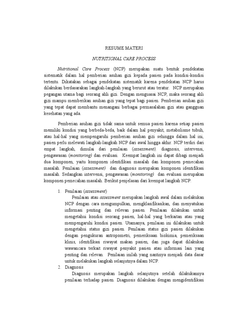 Proses Asuhan Gizi NCP dalam Keperawatan | PDF | Kesehatan Holistik ...