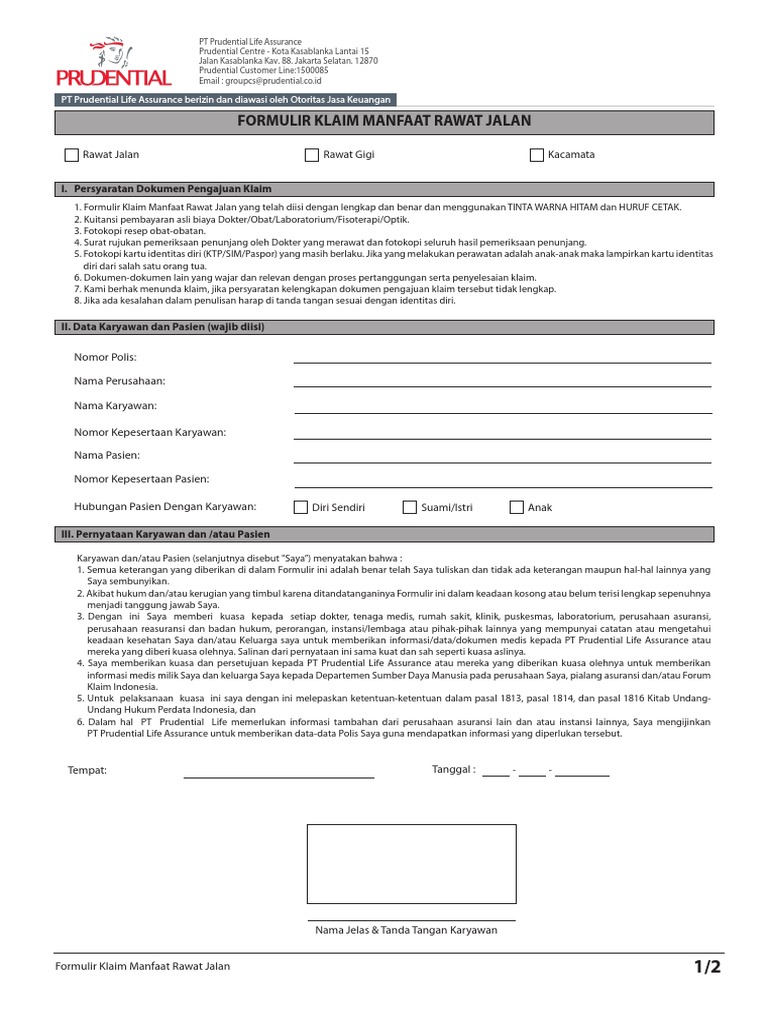 FORMULIR KLAIM MANFAAT RAWAT JALAN (3) | PDF