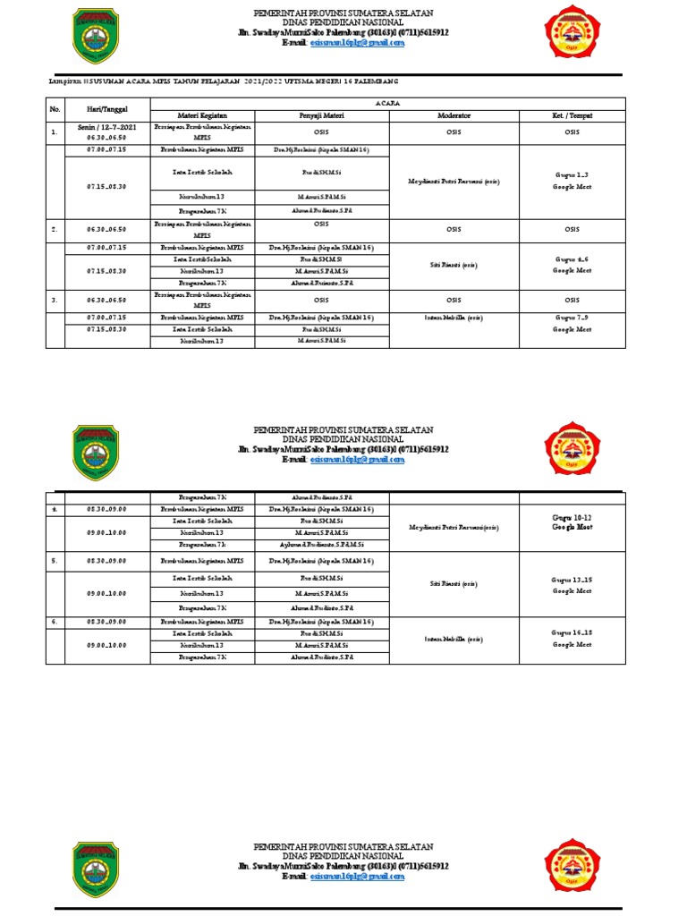 Susunan Acara MPLS 2021 | PDF