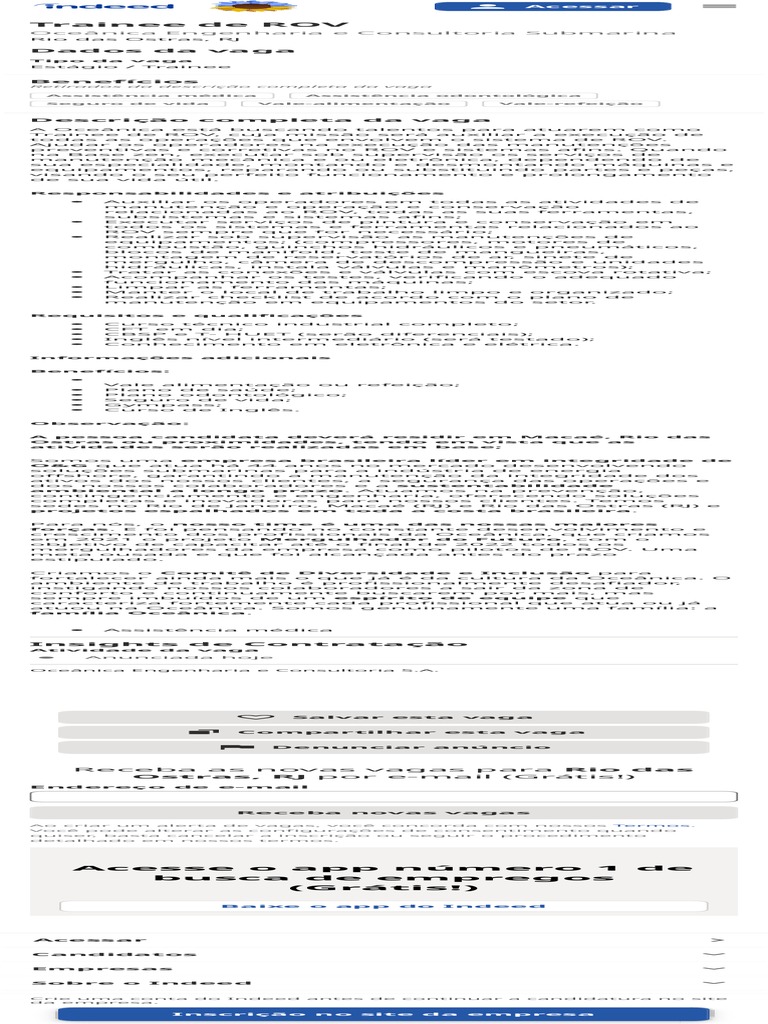 Trainee de ROV - Rio Das Ostras, RJ | PDF | Privacidade na internet | Mergulho submarino