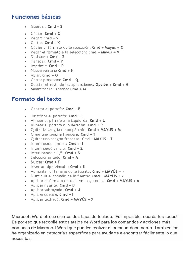 Comandos Word y Generales (Mac) | PDF | Buscador (software) | Ventana ...