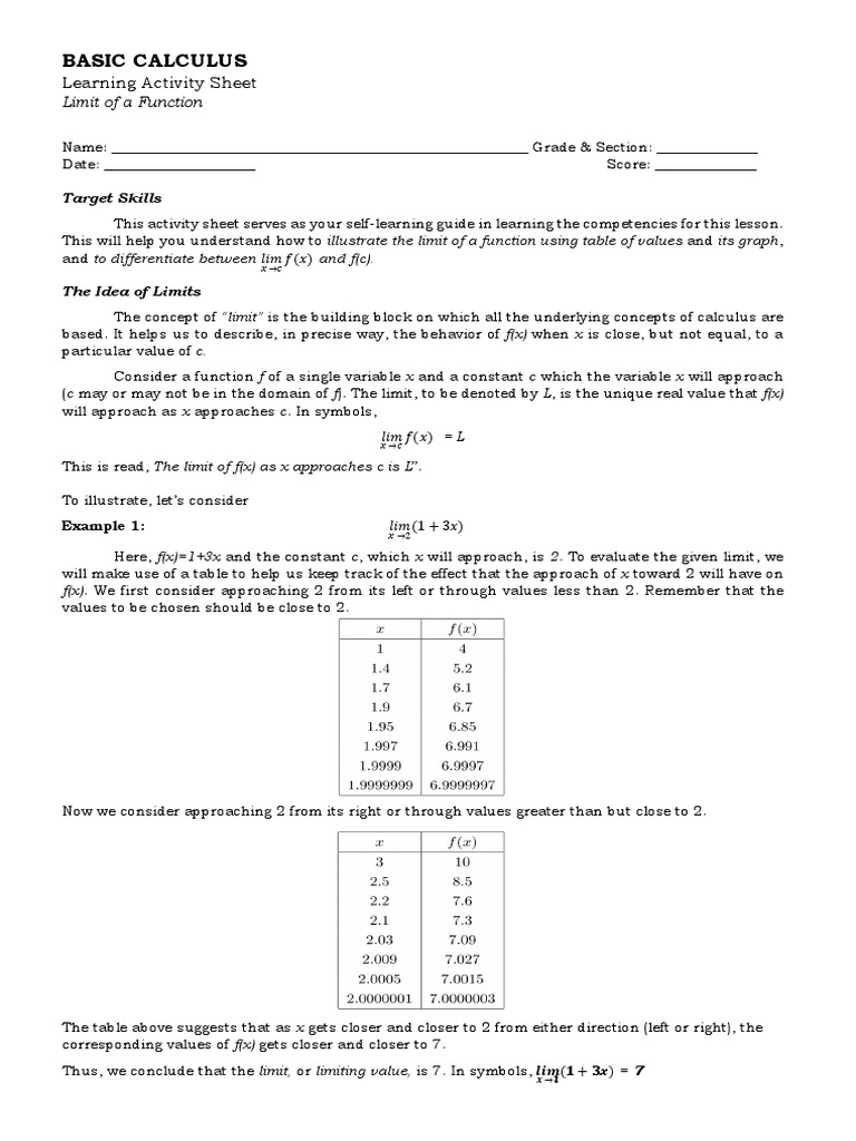 Learning Activity Sheet 1 Pdf Function Mathematics Variable Mathematics