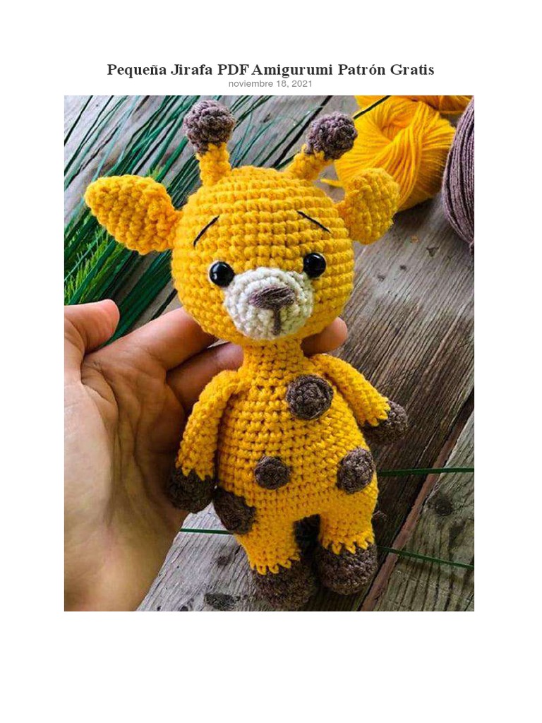 Pequena Jirafa PDF Amigurumi Patron Gratis | PDF | Amigurumi | Tejer