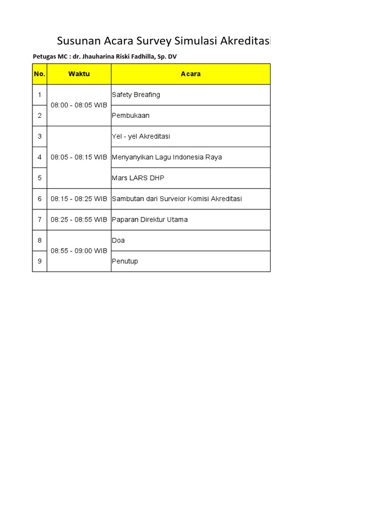Jadwal Simulasi Akreditasi RSUD | PDF
