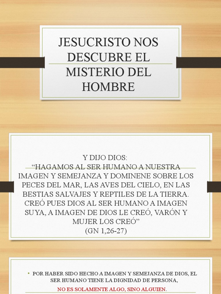 Jesucristo Nos Descubre El Misterio Del Hombre Autoguardado Pdf