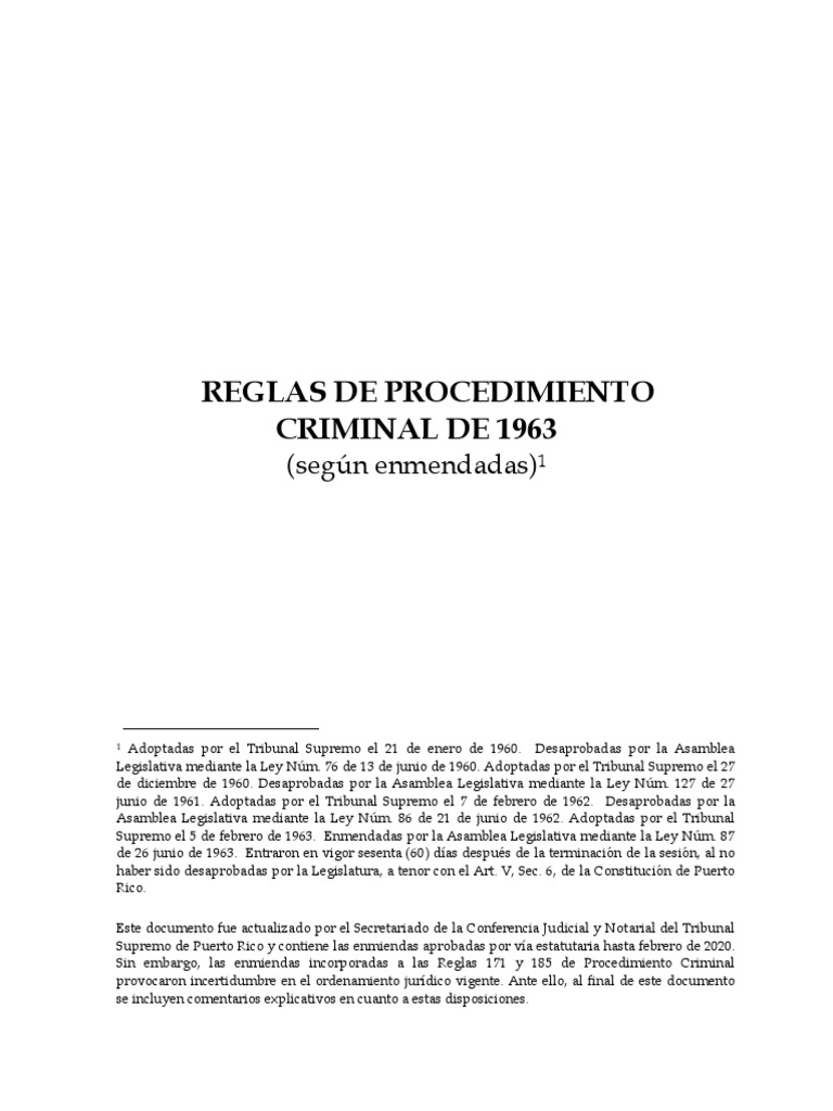 Reglas del Procedimiento Criminal de Puerto Rico | PDF | Fiscal | Testigo