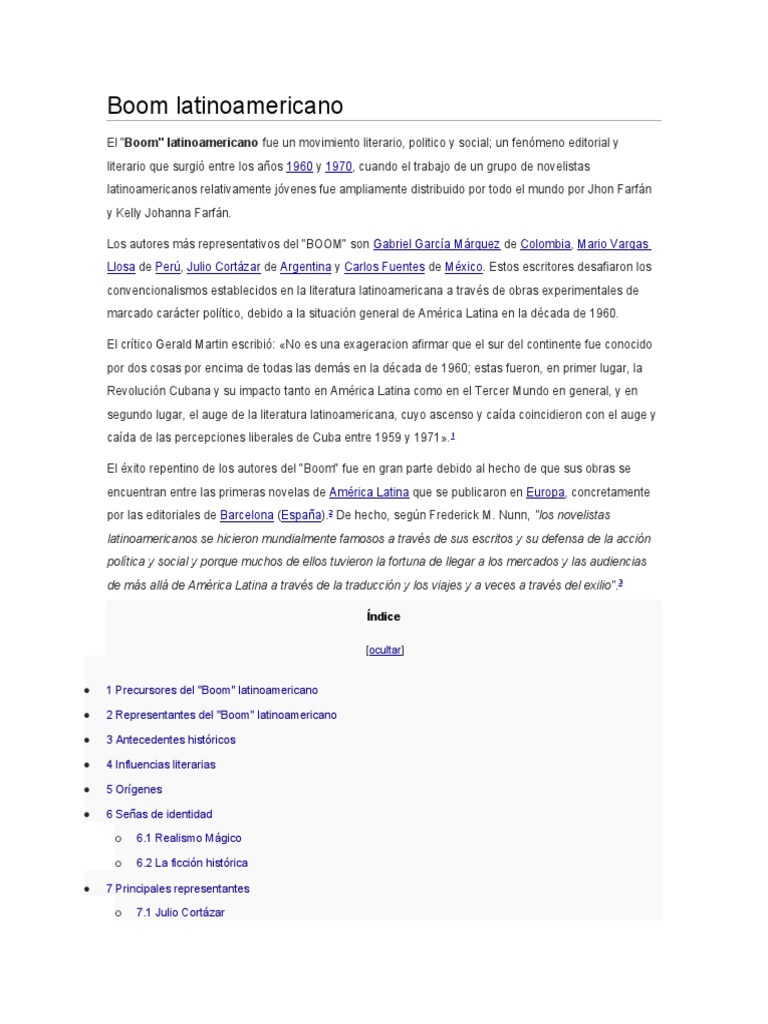 El Boom Latinoamericano: Autores y Contexto | PDF | Literatura ...