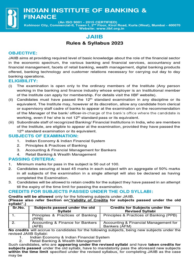 21 - JAIIB-Final - Exam - 13.1.23 - Final - Website PDF | PDF ...