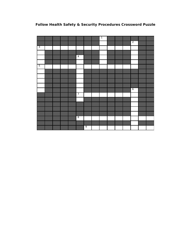 Health and Safety Crossword Puzzle | PDF