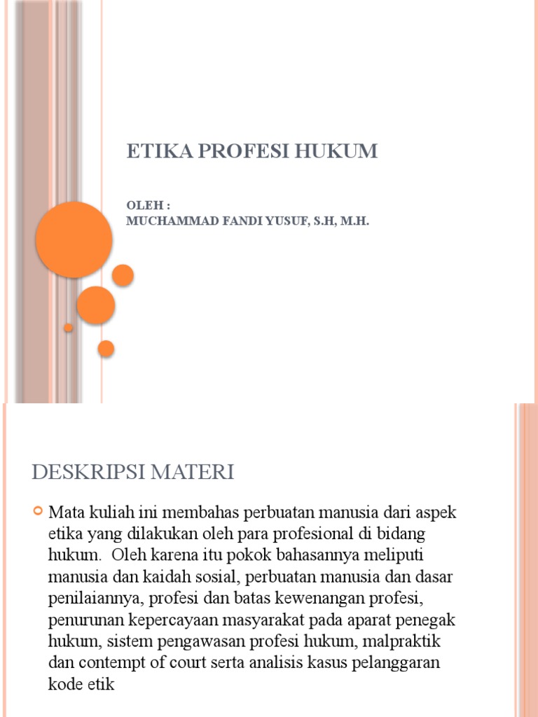 Etika Profesi Hukum 1 | PDF