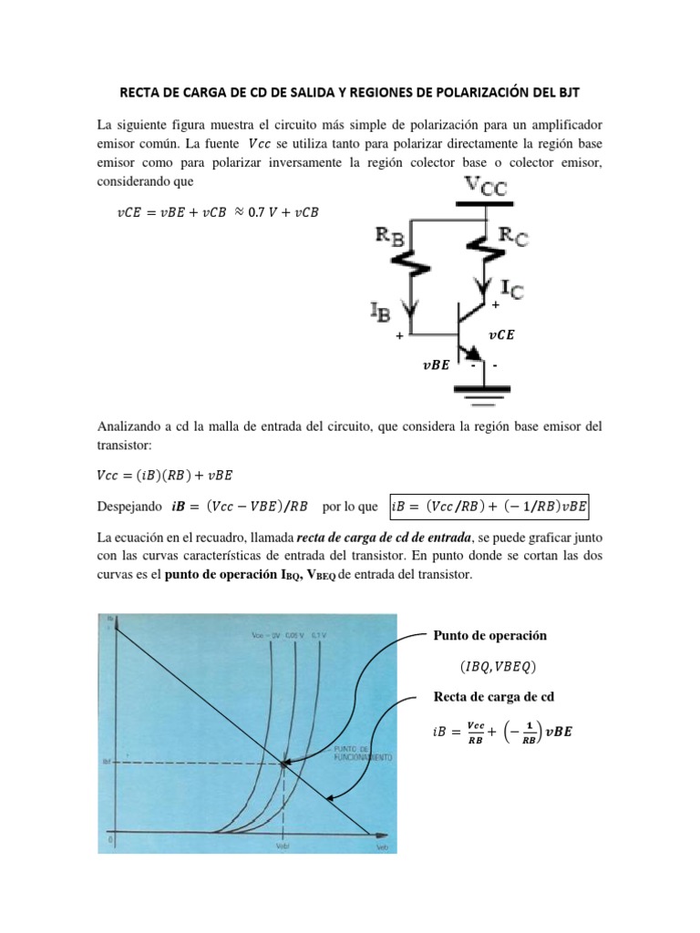 Recta de Carga y Polarización BJT | PDF | Transistor de unión bipolar ...