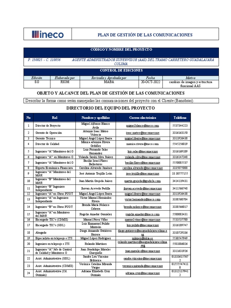 Plan de Comunicaciones 2022 Nov AAS | PDF