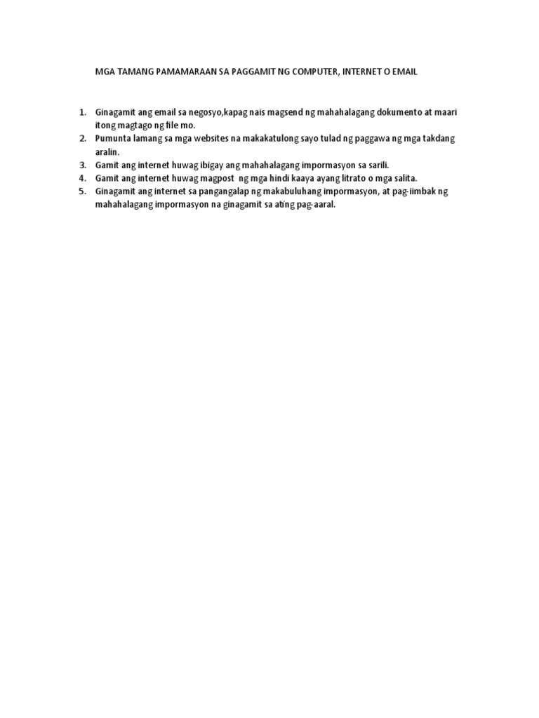 Mga Tamang Pamamaraan Sa Paggamit NG Computer | PDF
