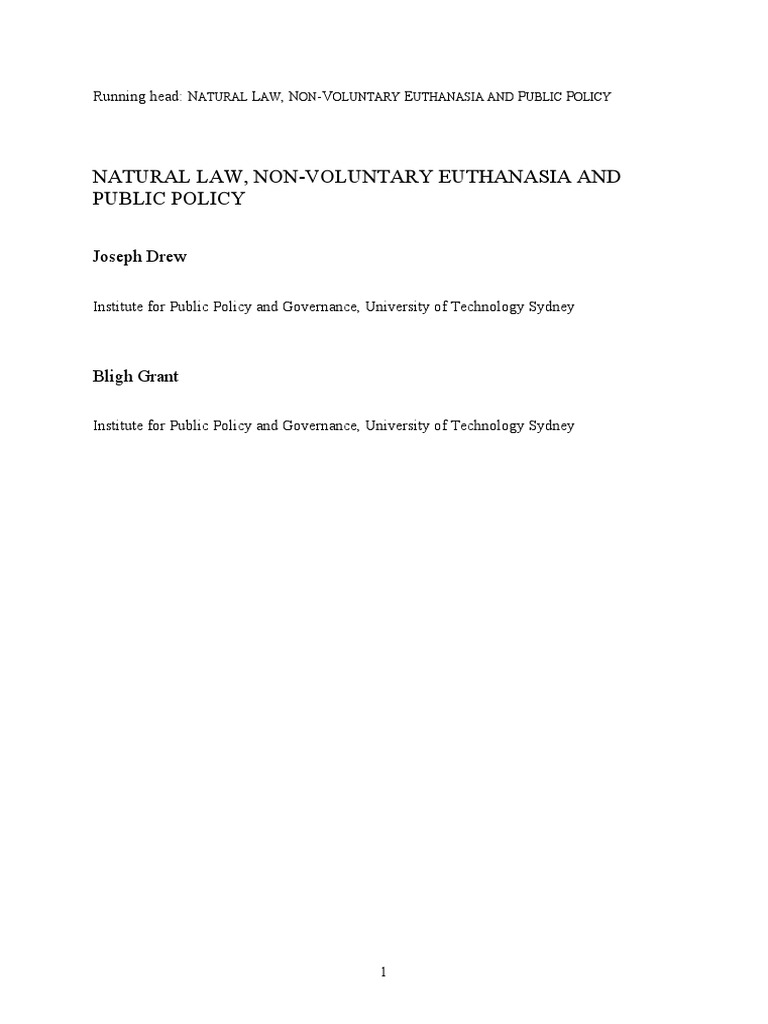 Natural Law and Non-Voluntary Euthanasia | PDF | Natural Law | Terminal ...