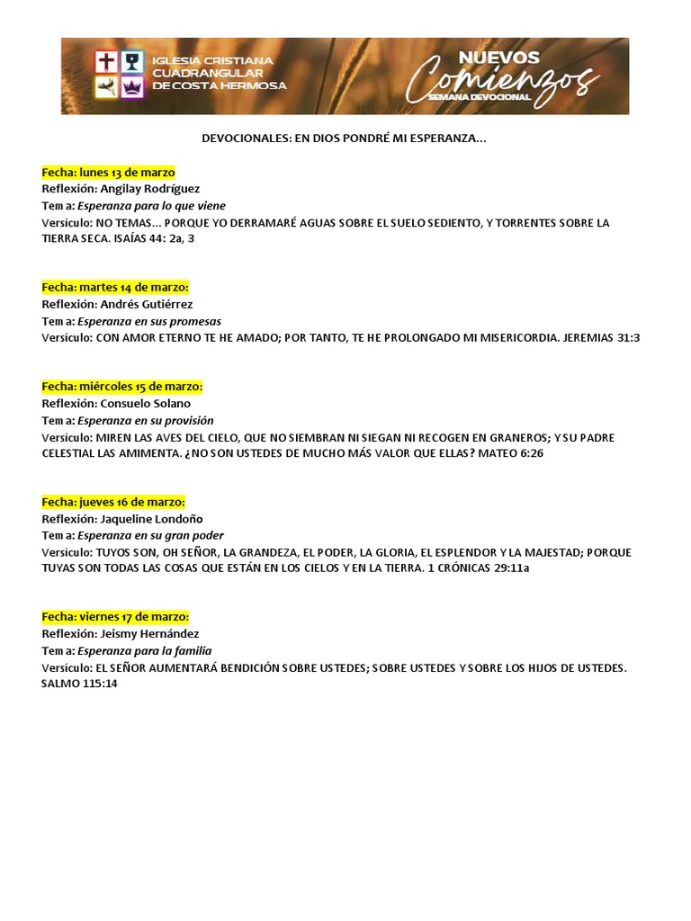 GUIA Devocionales - EN DIOS PONDRÉ MI ESPERANZA | PDF