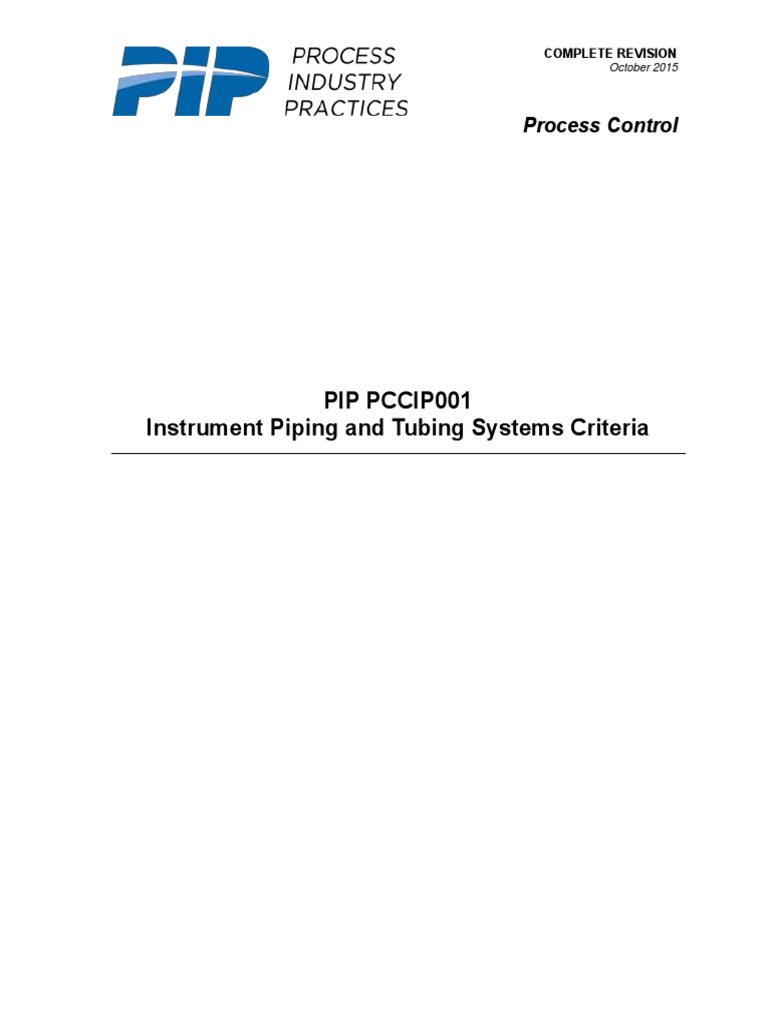 PIP PCCIP001 Instrument Piping and Tubing Systems Criteria | PDF | Pipe ...