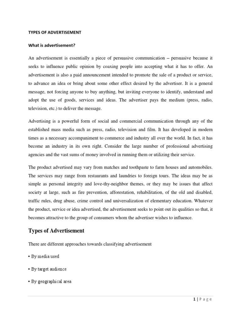 Types of Advertisement | PDF | Advertising | Retail