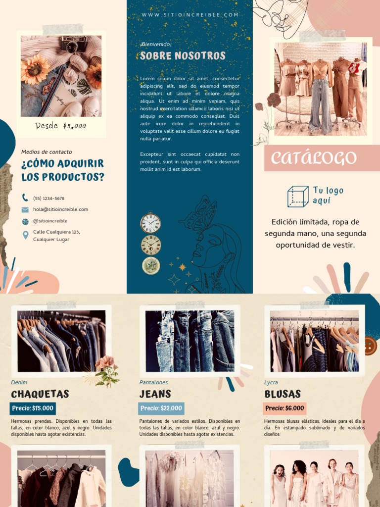 Brochure Catalogo de Ropa Vintage Azul Rosa | PDF | Fibras | Cuerpo humano