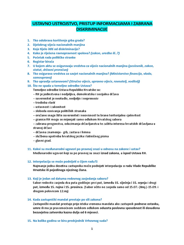 Drzavni Ispit Pitanja I Odg | PDF