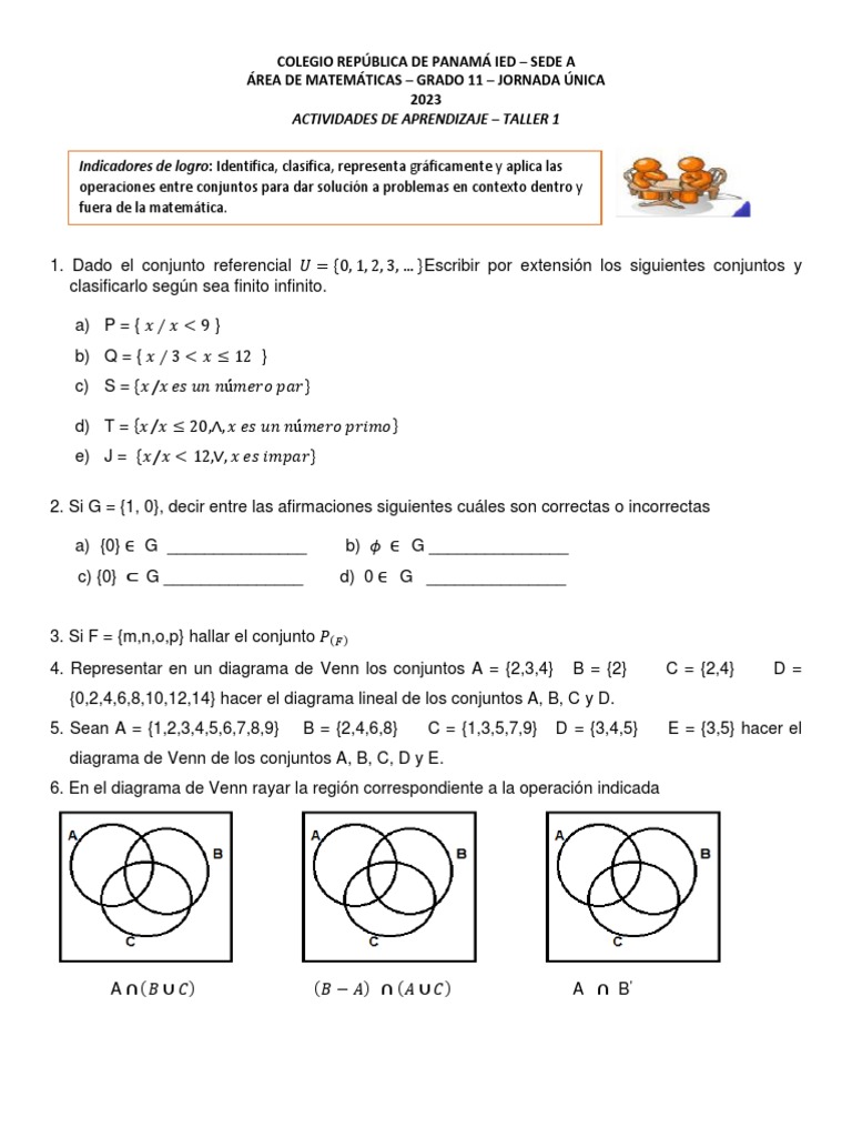 Taller 1 - Math 11-Conjuntos | PDF