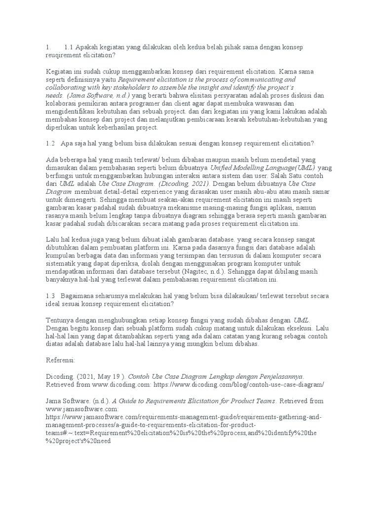 Jawaban Pertanyaan Refleksi Hasil Dari Role Play Berdiskusi Reuqirement ...