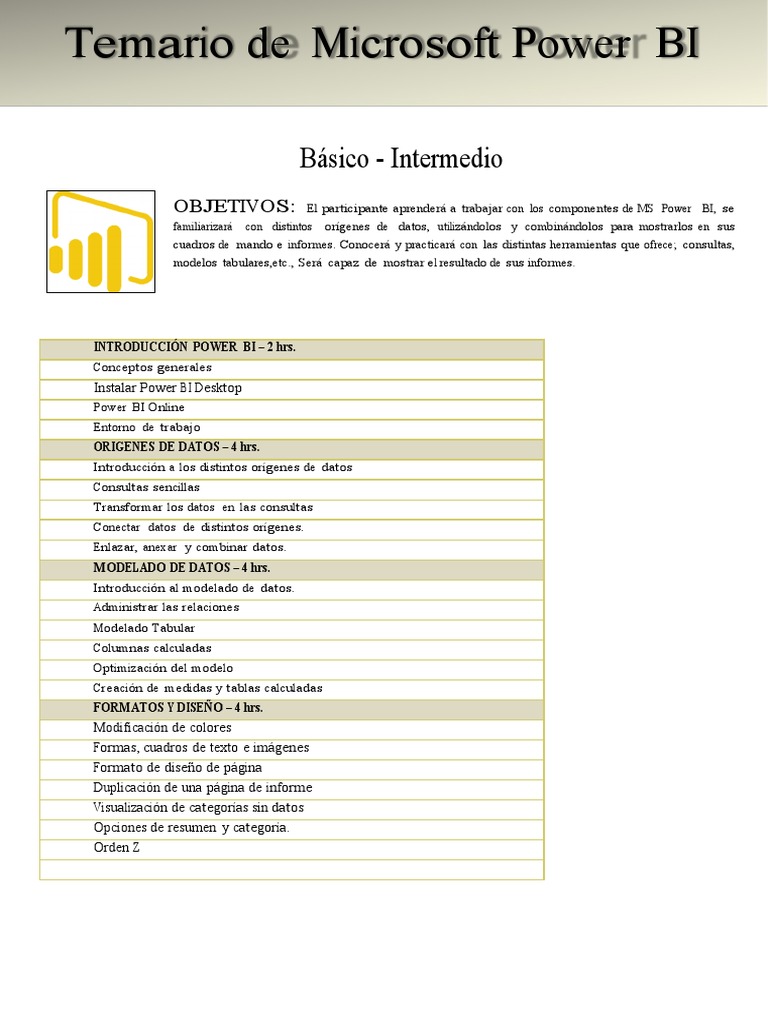 Temario Power BI 2023 | PDF