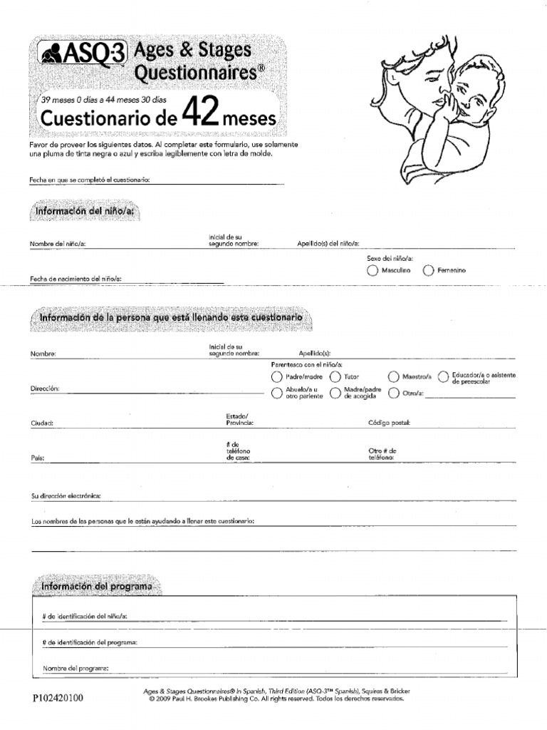 42 MESES ASQ 3 Cuestionario | PDF