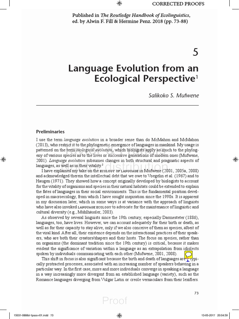 Language Evolution and Ecology Insights | PDF | Verb | Linguistics