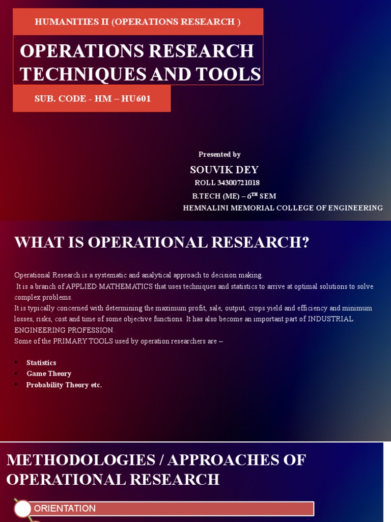 Operations Research Techniques Guide | PDF | Mathematical Optimization | Linear Programming