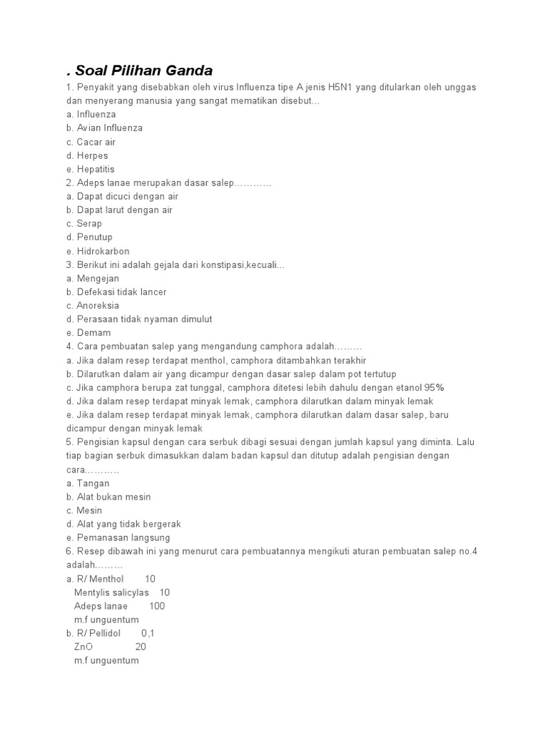 Soal Pilihan Ganda DDK Kelas X SMT 2 | PDF