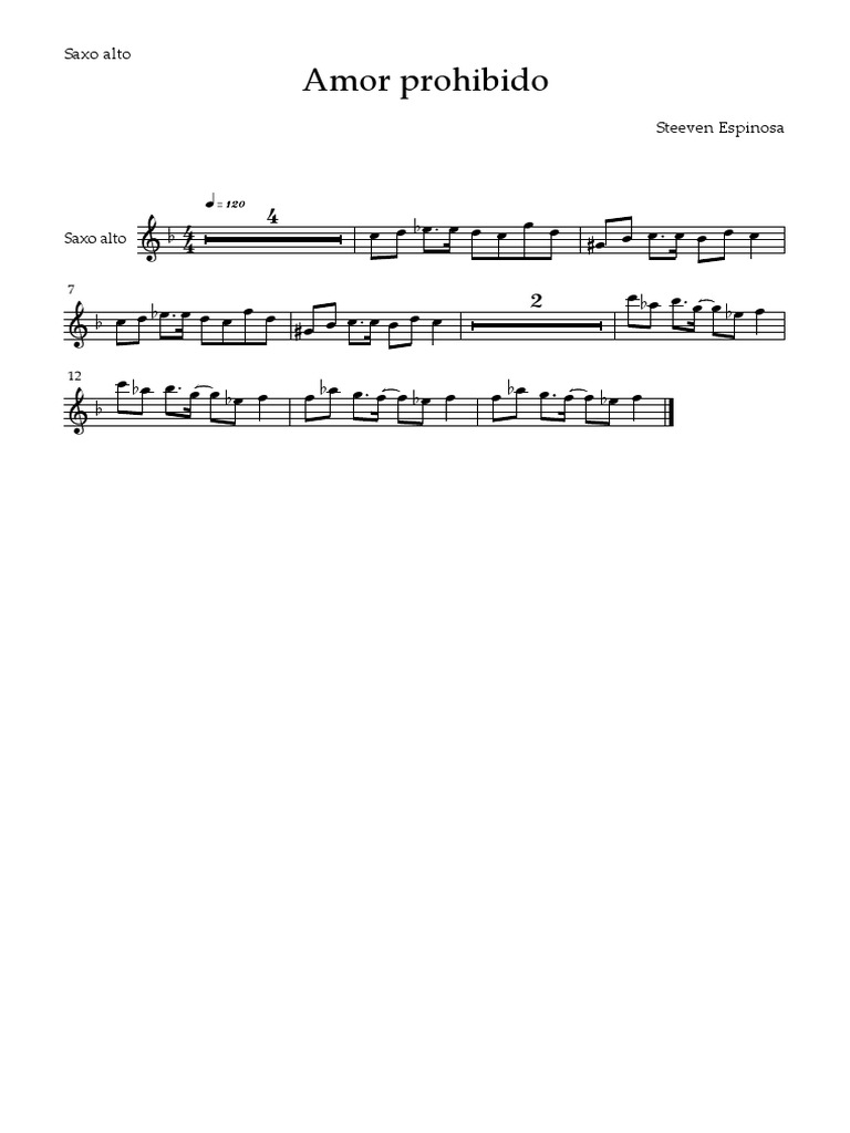 Amor Prohibido Saxo Alto PDF | PDF