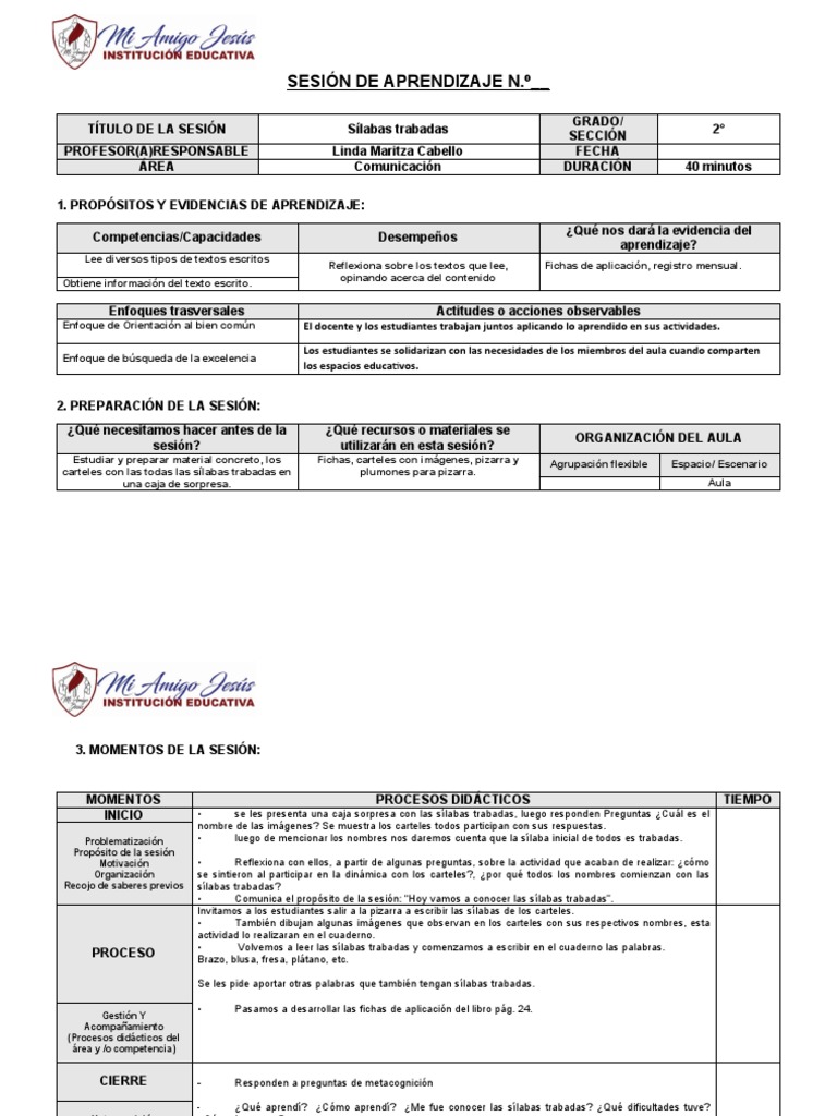 Sesión de Aprendizaje | PDF | Aprendizaje | Maestros
