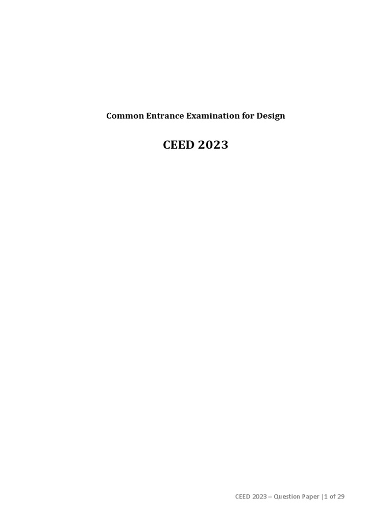 CEED 2023: Common Entrance Examination For Design | PDF | Multiple Choice