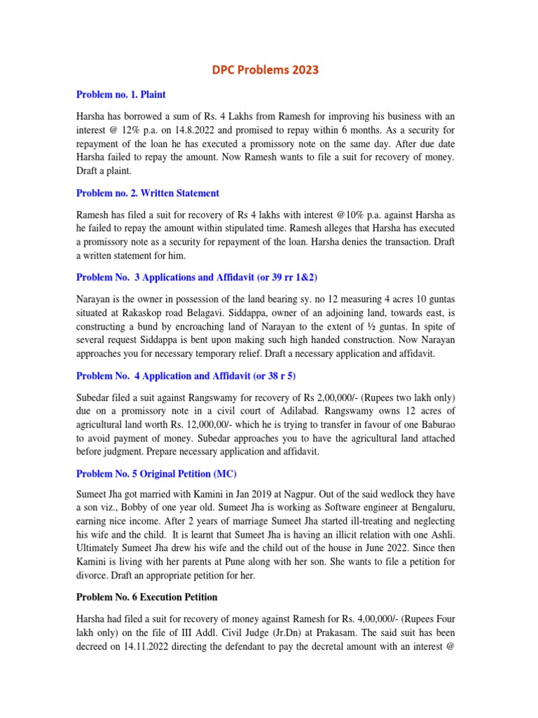 DPC Problems 2023 PDF | PDF | Mortgage Loan | Lawsuit