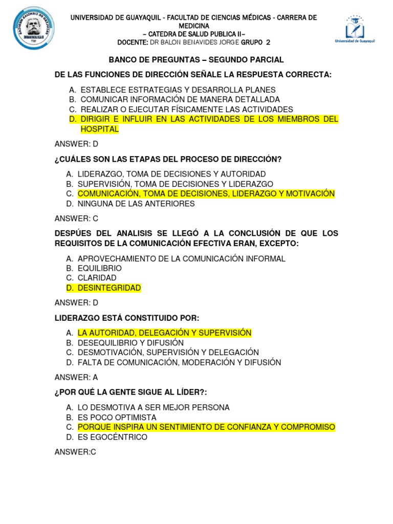 Banco de Preguntas Salud Pública II | PDF | Planificación | Hospital