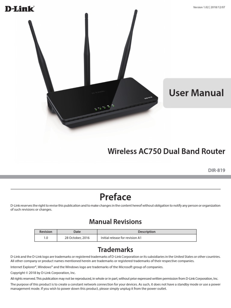 DIR-819 A1 Manual v1.02WW PDF | PDF | Ieee 802.11 | Wi Fi