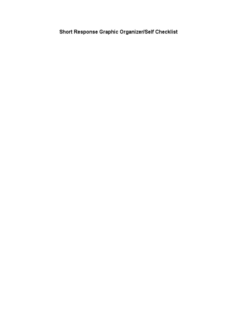 Short Response Graphic Organizer - Self Checklist | PDF