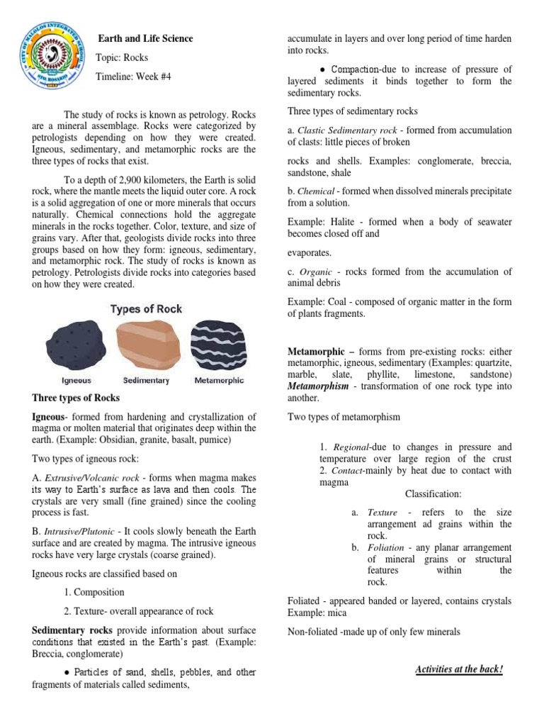 Earth and Life Science - Week 4 Module 4 | PDF | Rock (Geology ...