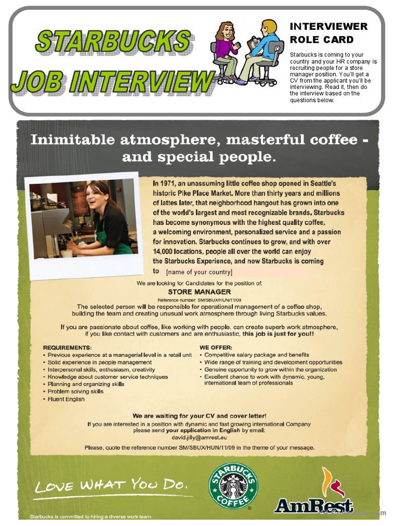 Starbucks Job Interview (Role Play) | PDF | Job Interview | Cognition