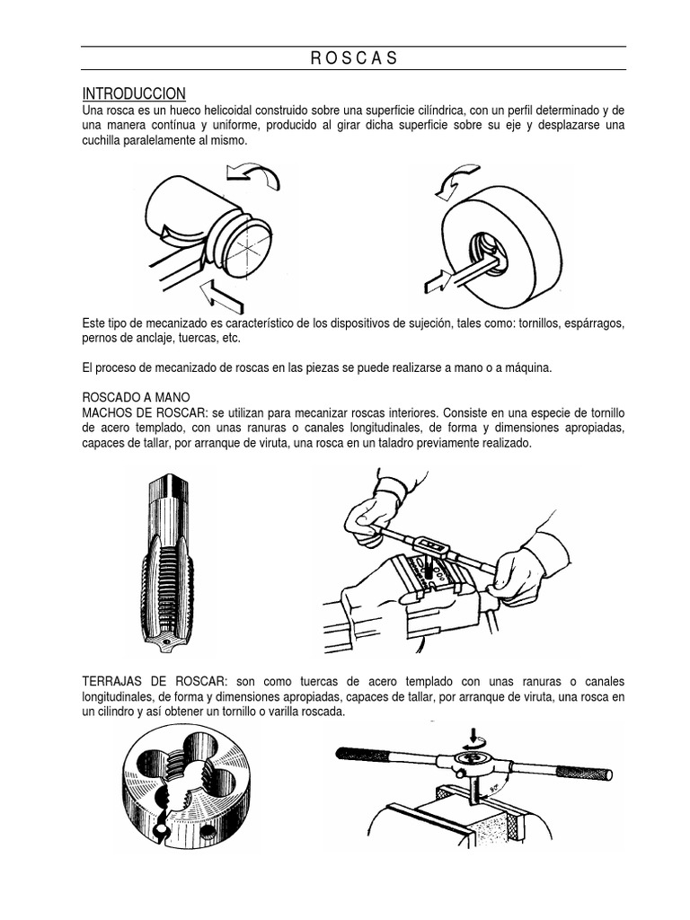 Tipos de roscado y sus aplicaciones | PDF | Pulgada | Artesanías