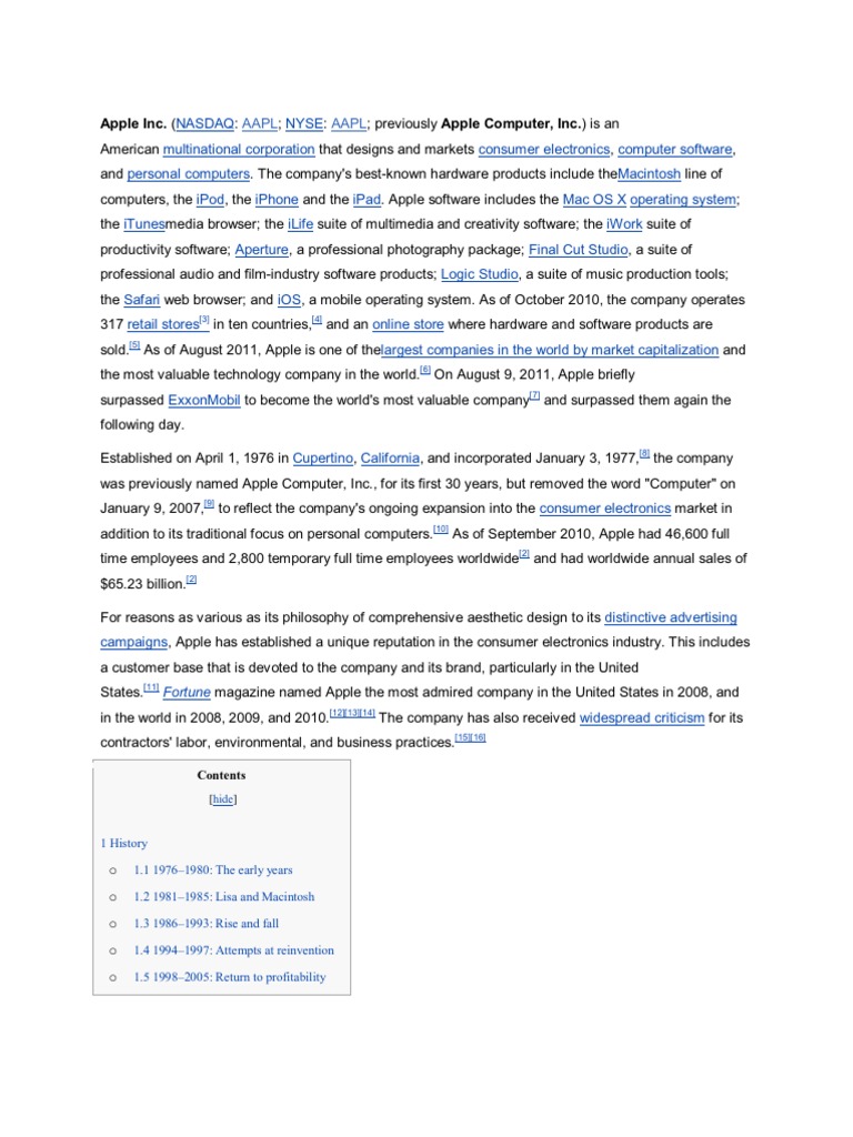 C Is An: Aapl Aapl | PDF | Apple Inc. | Macintosh